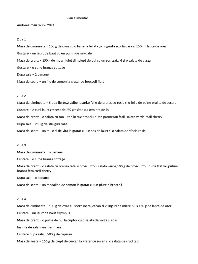 Plan Alimentar Gratuit - 7 Zile v2 | PDF