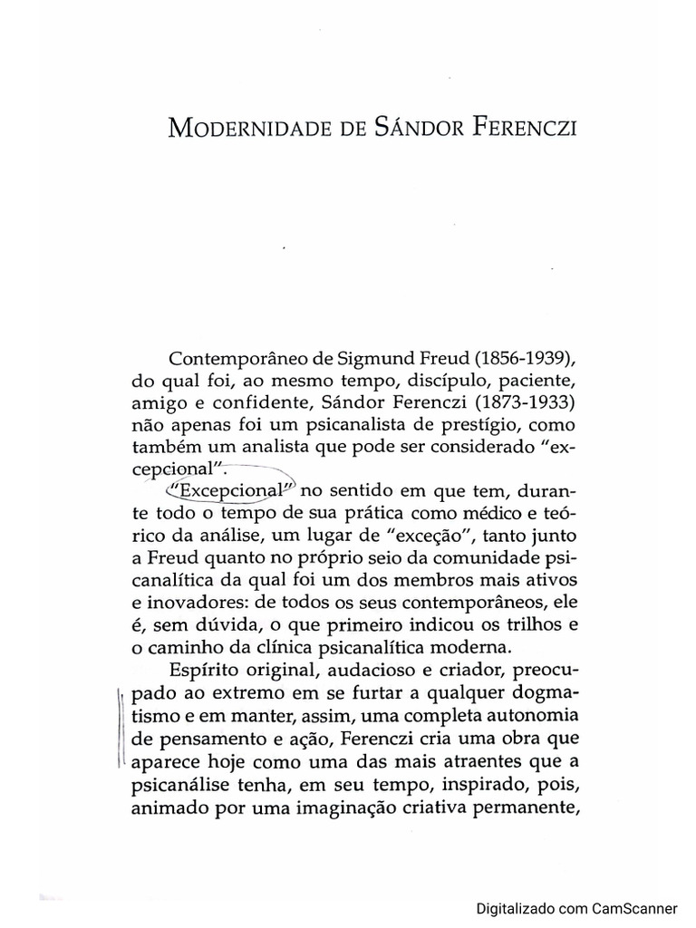 Modernidade de Sandor Ferenczi Thierry Bokanowski | PDF