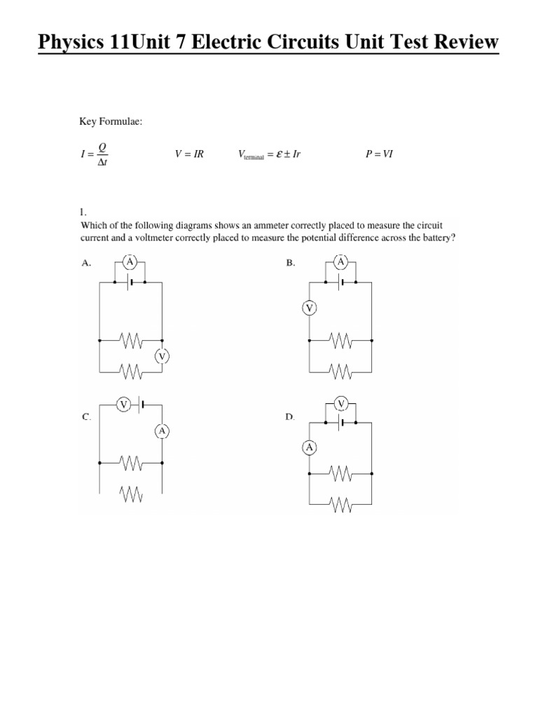 Electric Circuits Test Review Guide | PDF