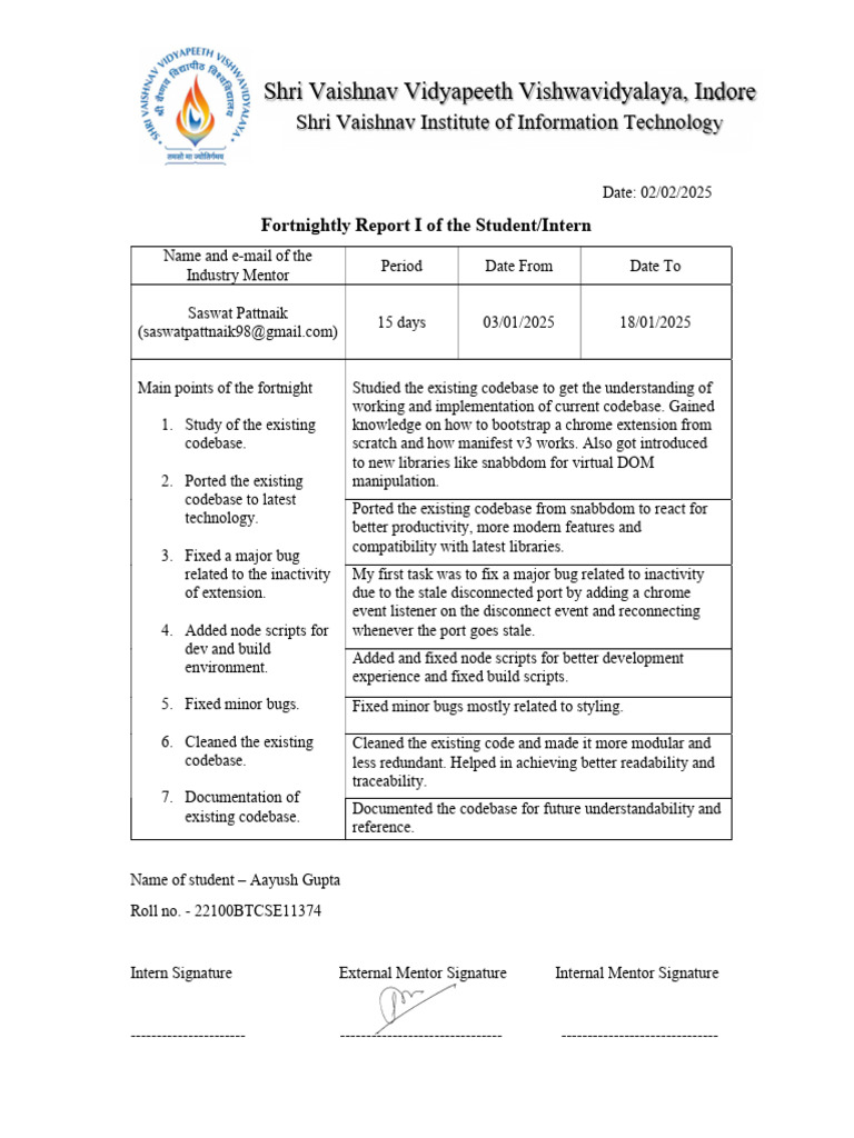 Final Fortnightly Report 1 | PDF | Computer Science | Computing