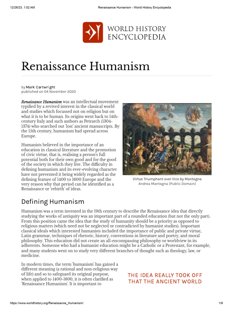 Renaissance Humanism - World History Encyclopedia | PDF | Humanism ...
