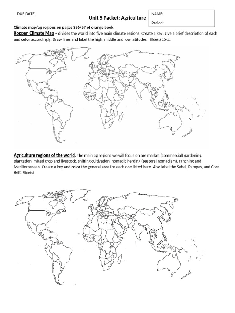 Unit 5 - Agriculture Packet | PDF | Agriculture | Pastoralism