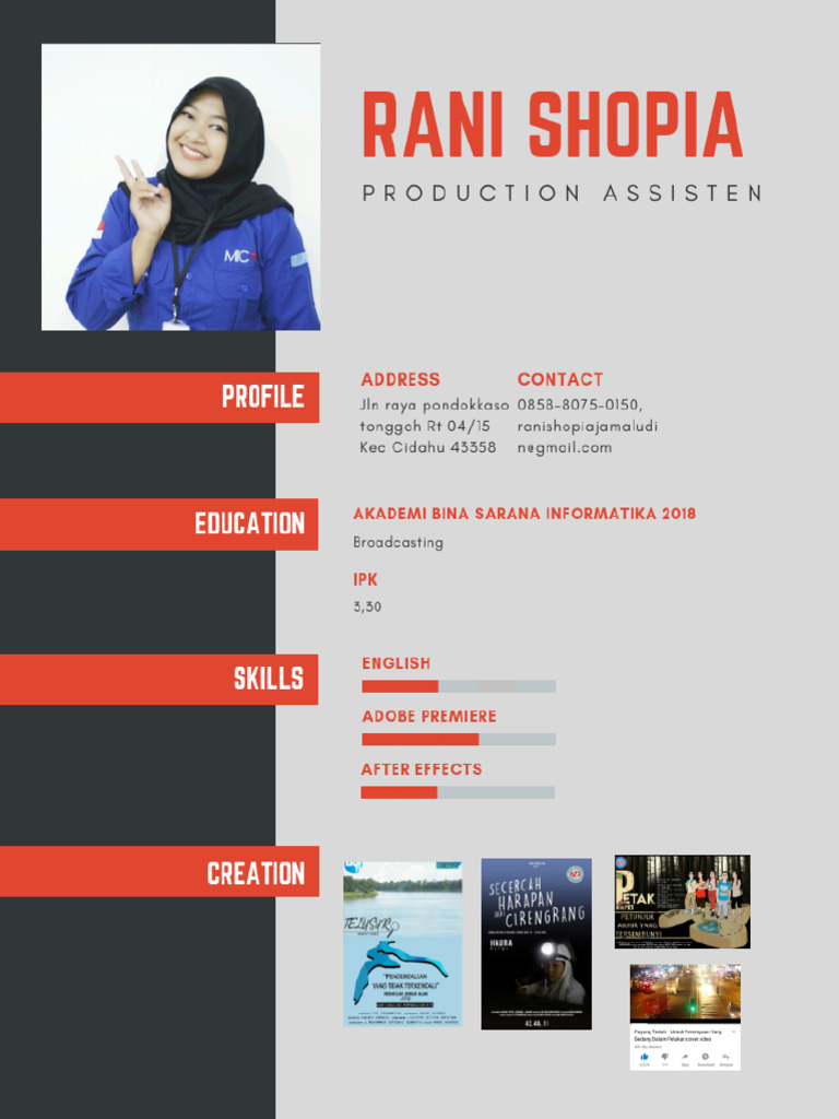 Rani Shopia CV Productionassisten 2 | PDF