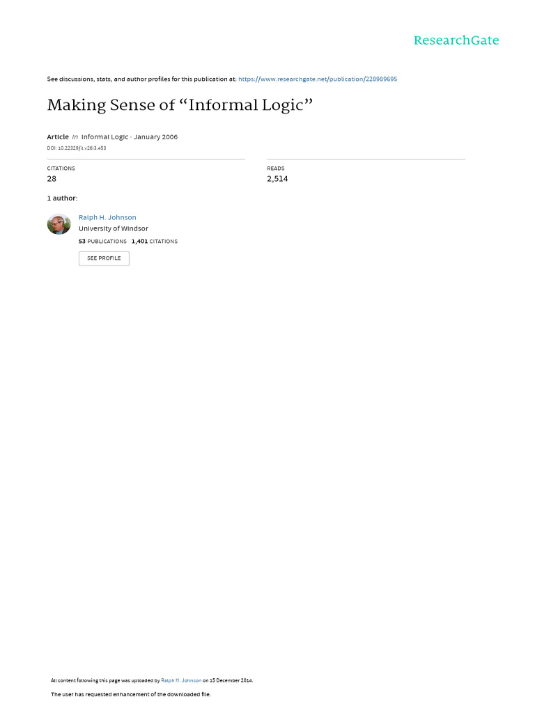 Making Sense of Informal Logic | PDF | Logic | Argument