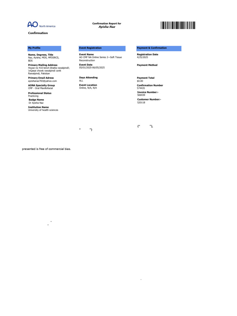 Registration Confirmation | PDF | Indemnity