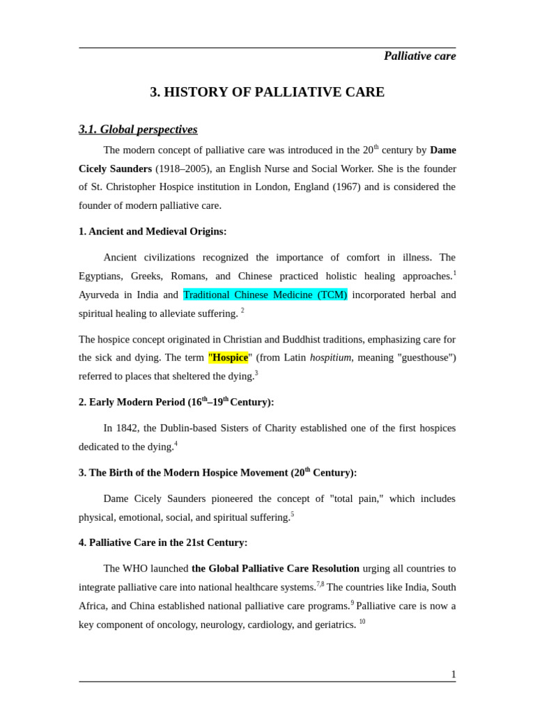 History of Palliative Care Development | PDF | Hospice | Palliative Care