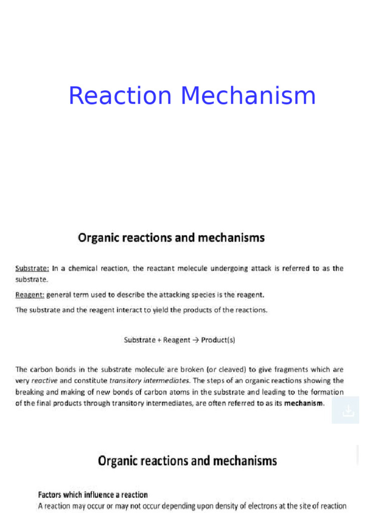 Reaction Mechanism | PDF | Organic Chemistry | Chemistry