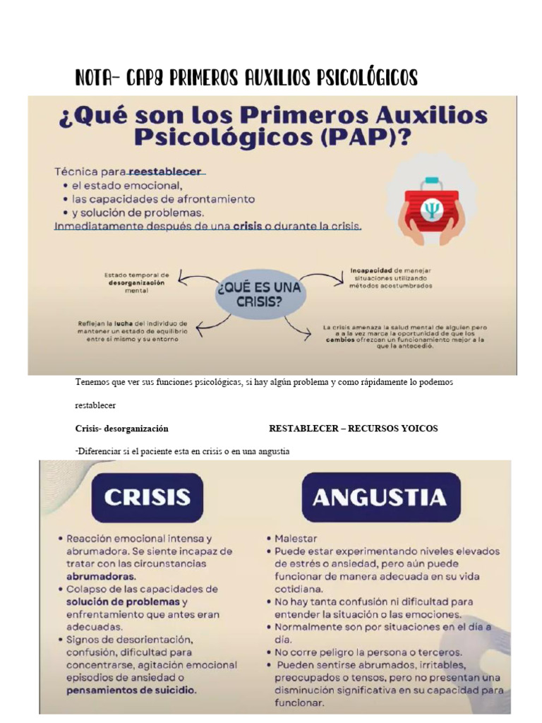 NOTA- CAP8 Primeros Auxilios Psicológicos | PDF | Las emociones | Ansiedad
