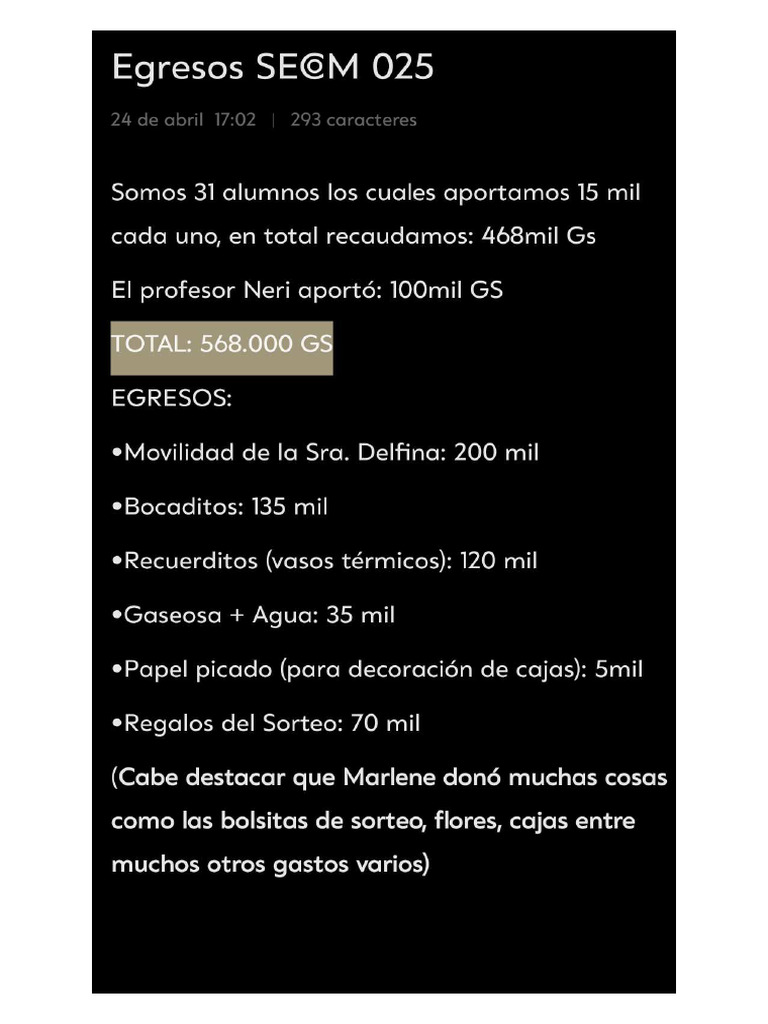 Egresos SECOM 025 | PDF