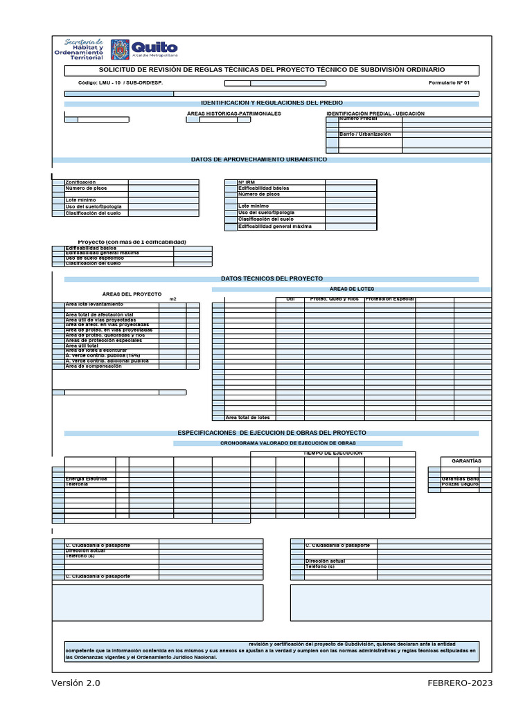 formulario-subdivision-ORD-y-ESP-PUGS-V2.0-LMU-10 | PDF