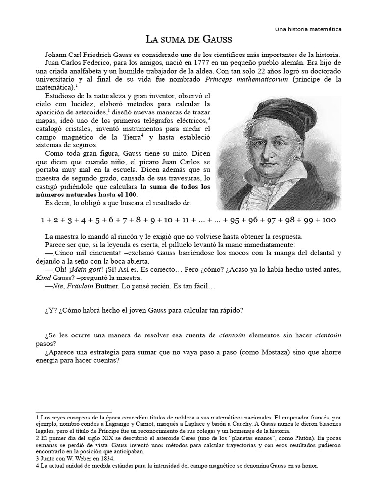 01e La Suma de Gauss | PDF