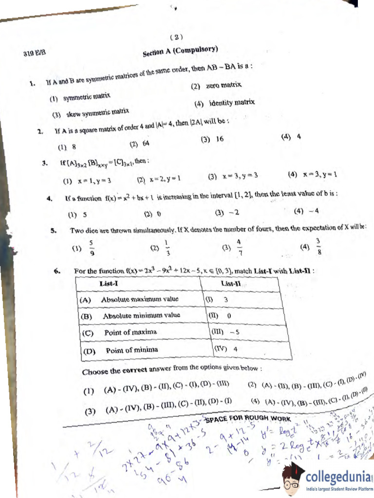 CUET 2024 Mathematics Question Paper Set B 2e7f181 240601 083253 | PDF