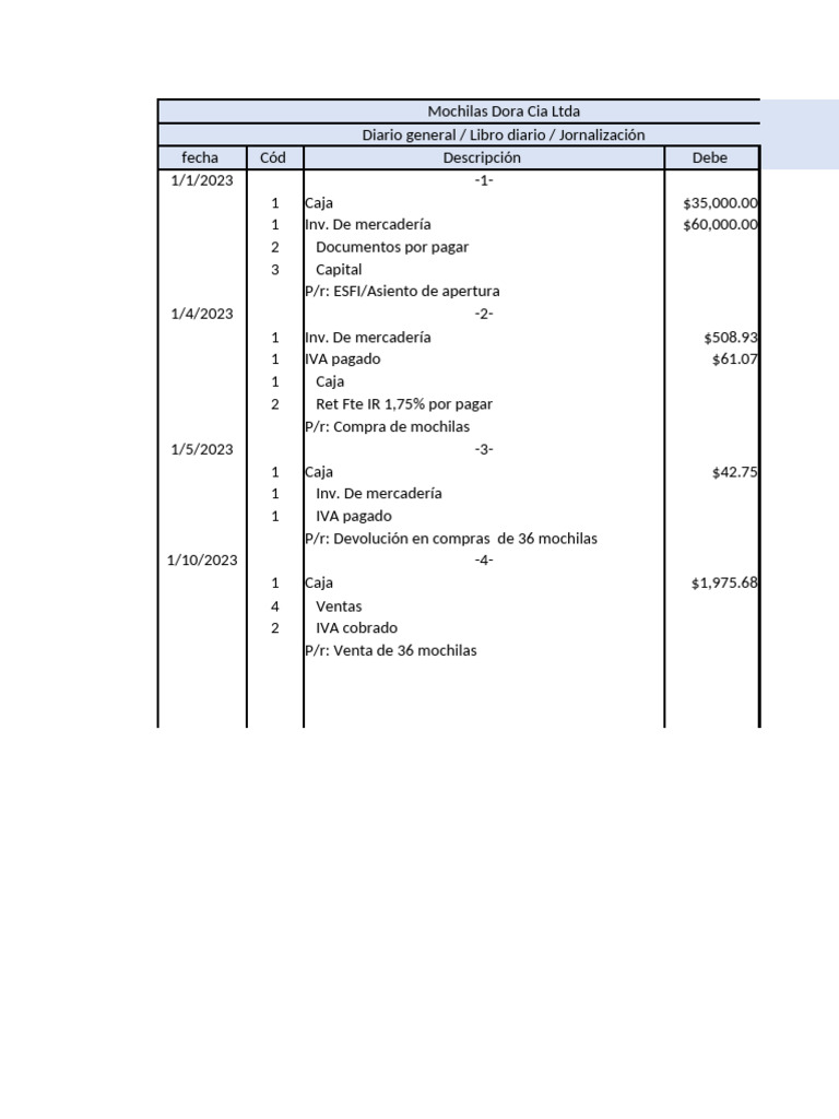 Diario General Practica | PDF