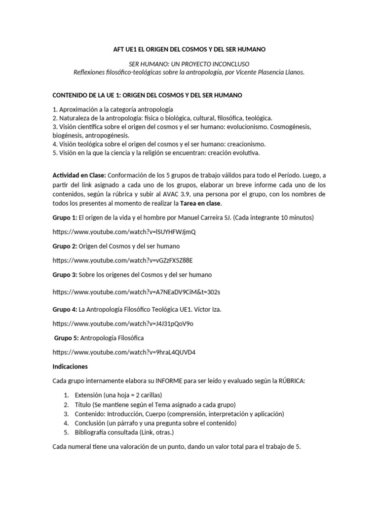 Origen del Cosmos y del Ser Humano | PDF