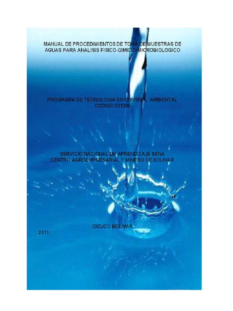 Manual de Procedimiento de Toma de Muestra de Agua para Analisis Fisico, Quimico y Biologico ...