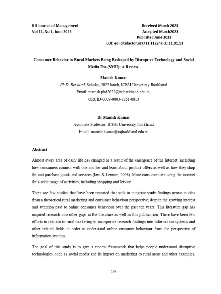 Consumer Behavior in Rural Markets | PDF | Consumer Behaviour | Behavior