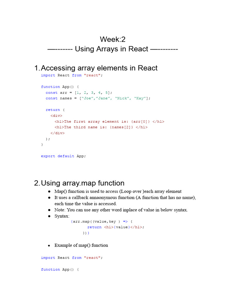 Week - 2-Day3 - Using Array - Map, Filter, Gallery Filter | PDF | Computer Programming ...