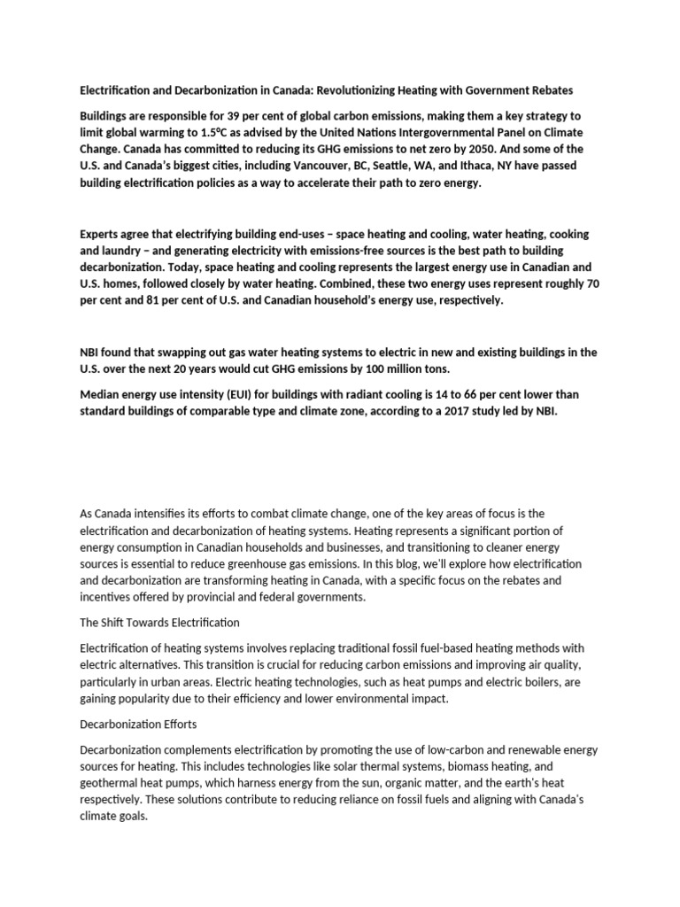 Electrification & Decarbonization in Canada | PDF | Climate Change ...
