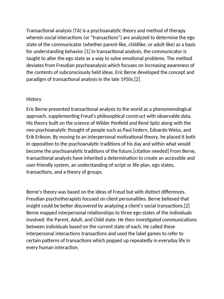 Transactional Analysis of Individual Psychology | PDF | Psychoanalysis ...