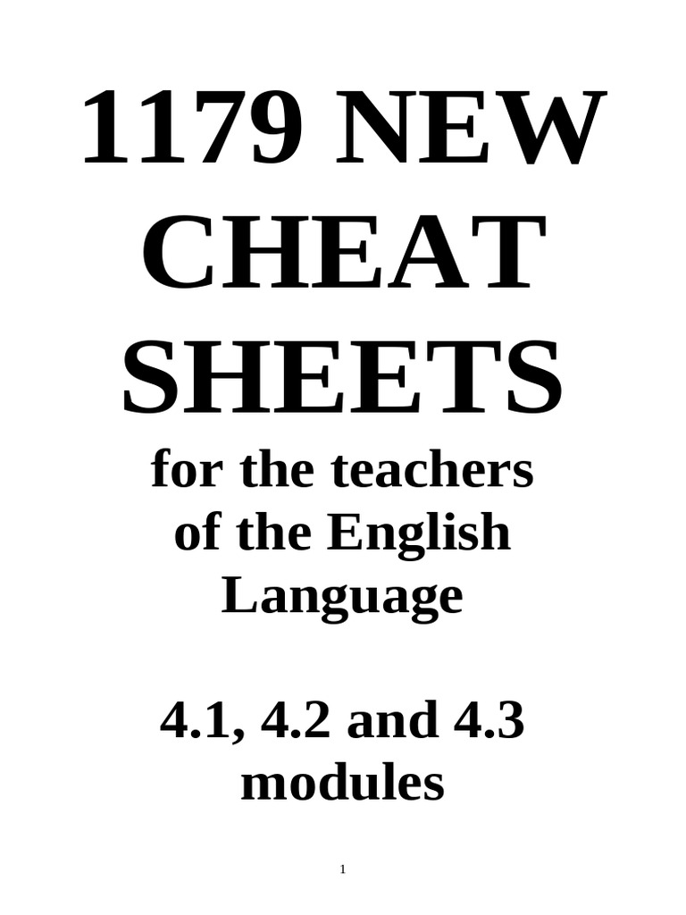 English Language Teaching Cheat Sheets | PDF | English As A Second Or ...