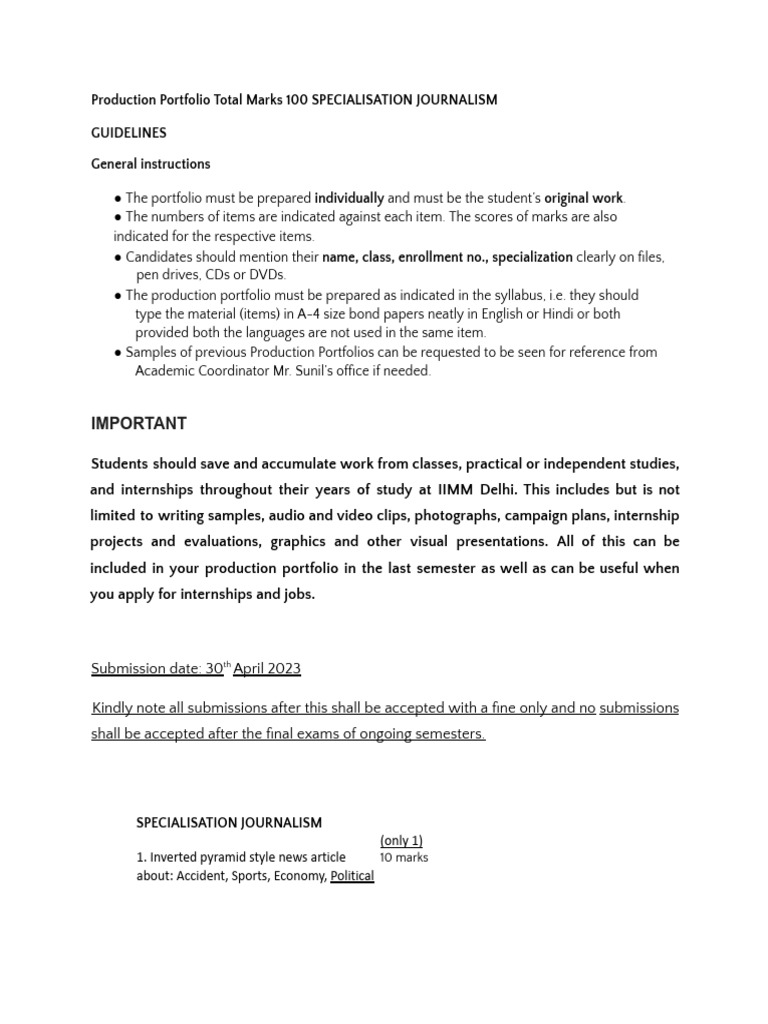 Production Portfolio Journalism - Docx 2025 | PDF