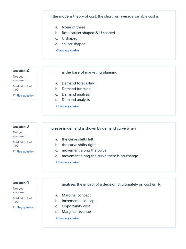 Cost Theory and Market Structures Quiz | PDF