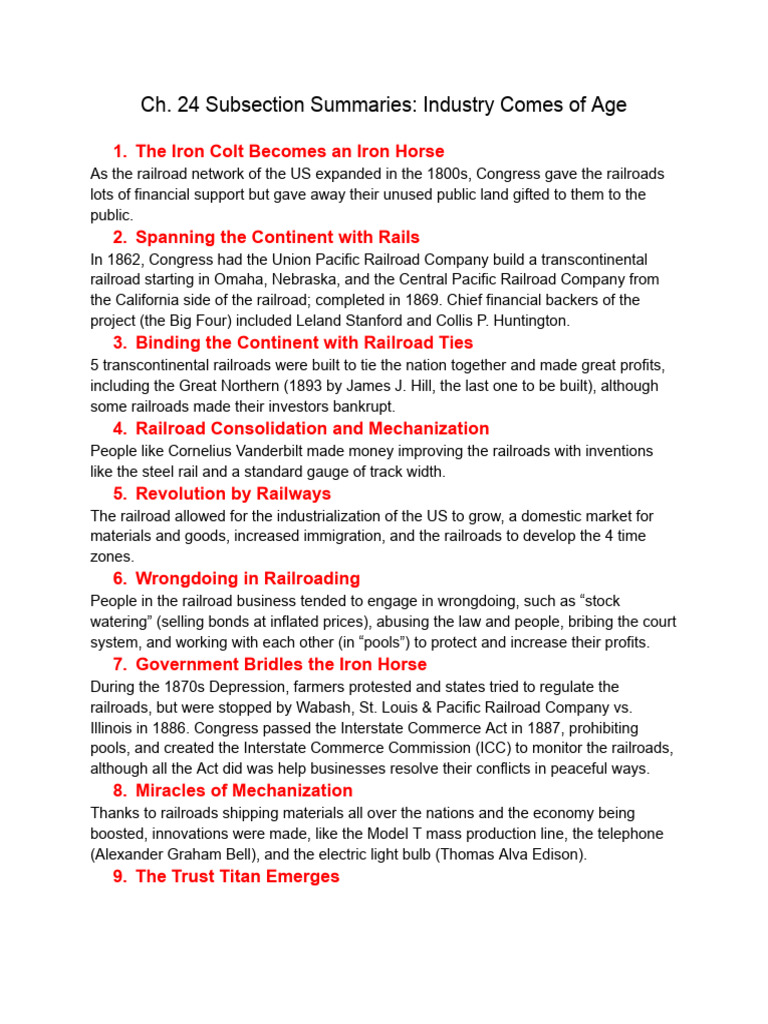 Ch. 24 Subsection Summaries (21 Sections in The Chapter) | PDF ...