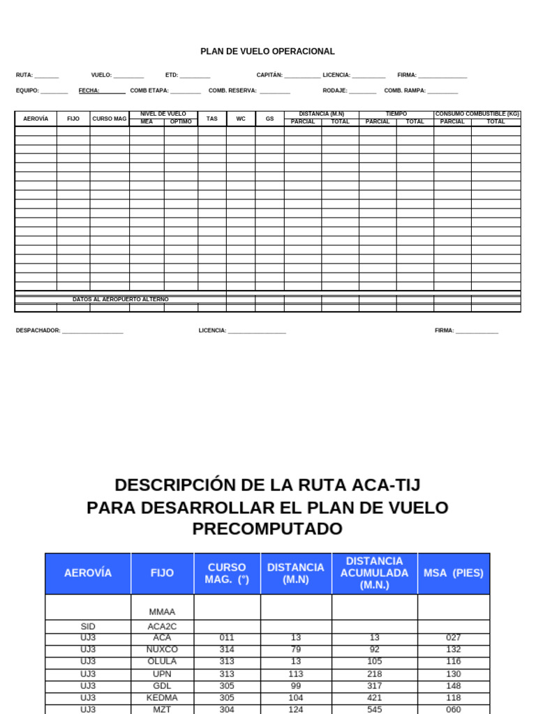 Plan de Vuelo Operacional | PDF