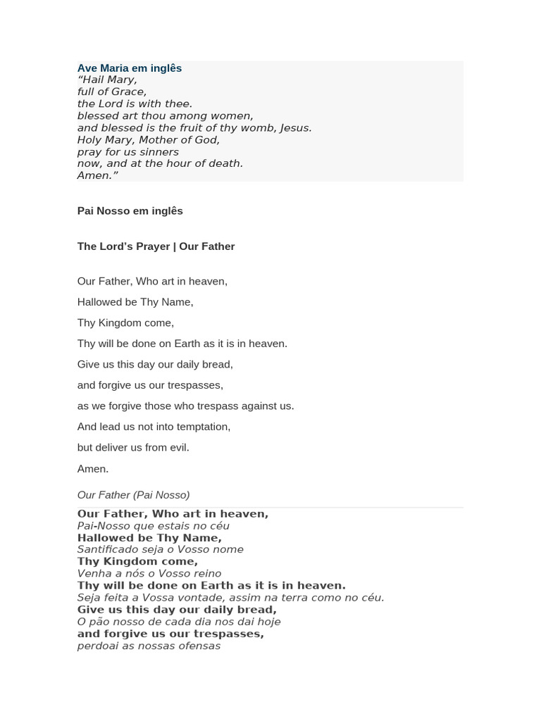 Ave Maria em Inglês | PDF