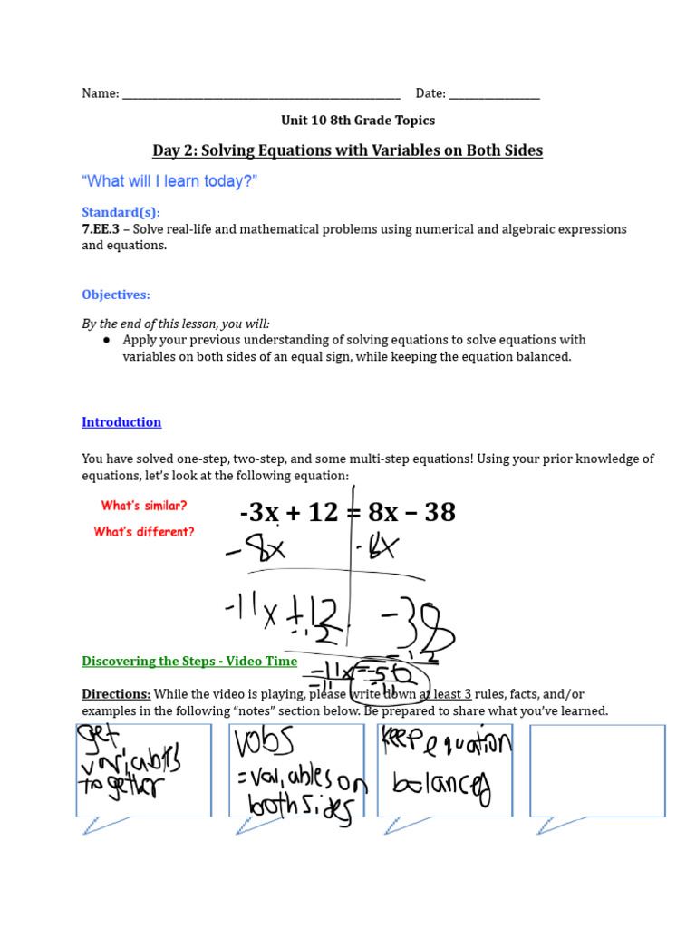 Unit 10 Day 2 Student Materials | PDF