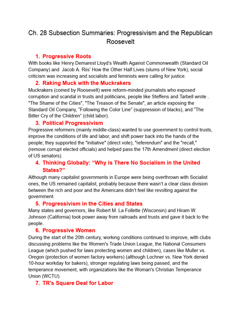 Ch. 28 Subsection Summaries (19 Subsections in The Chapter) | PDF ...