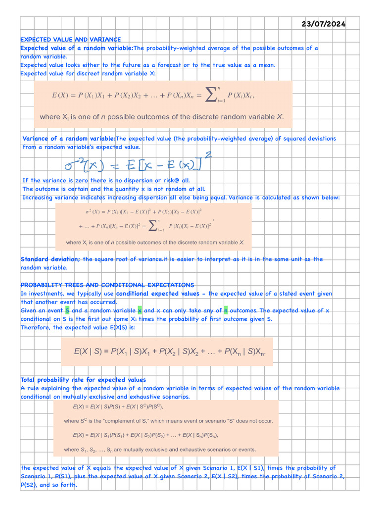 4) Probability Trees & Conditional Expectations | PDF | Variance | Expected Value