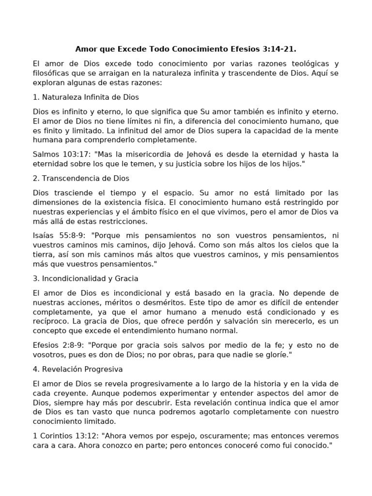El Amor Que Excede Todo Conocimiento | PDF | Amor | Cristo (título)