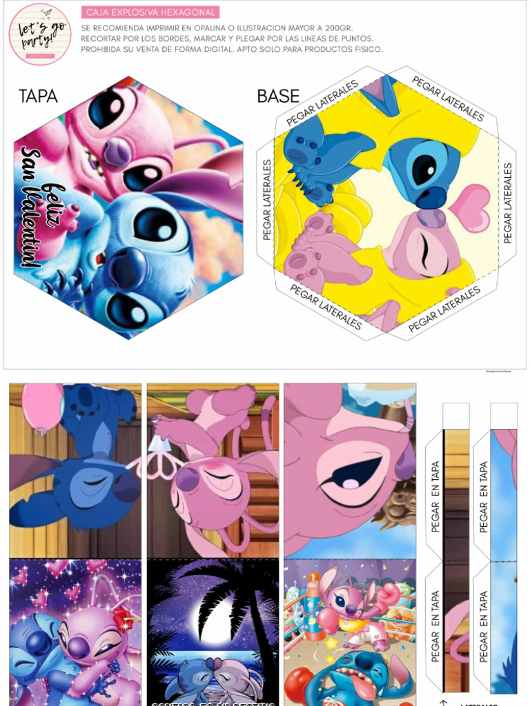 Caja Explosiva Hexagonal Stich Editable Pdf