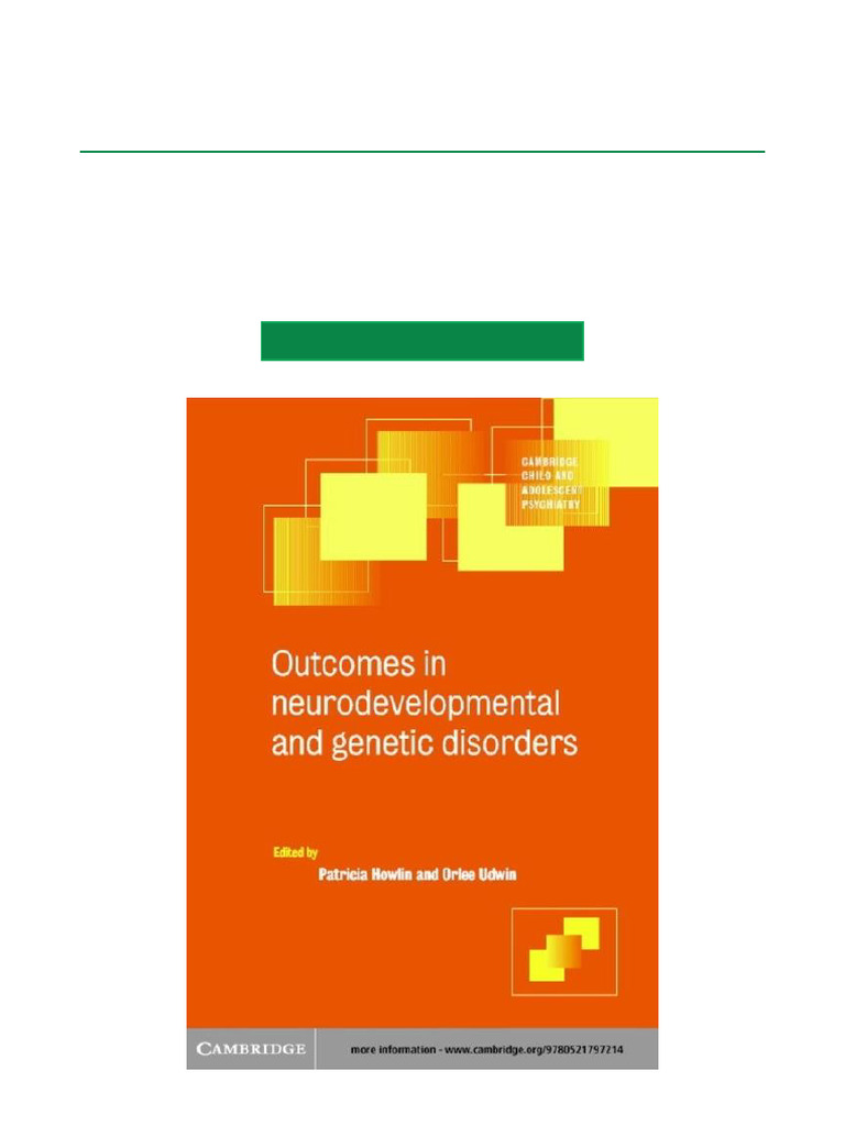 Outcomes in Neurodevelopmental and Genetic Disorders - 1st Edition Full ...