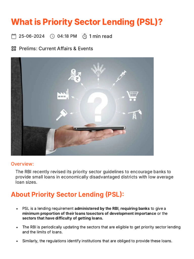 Understanding Priority Sector Lending | PDF | Banks | Economies