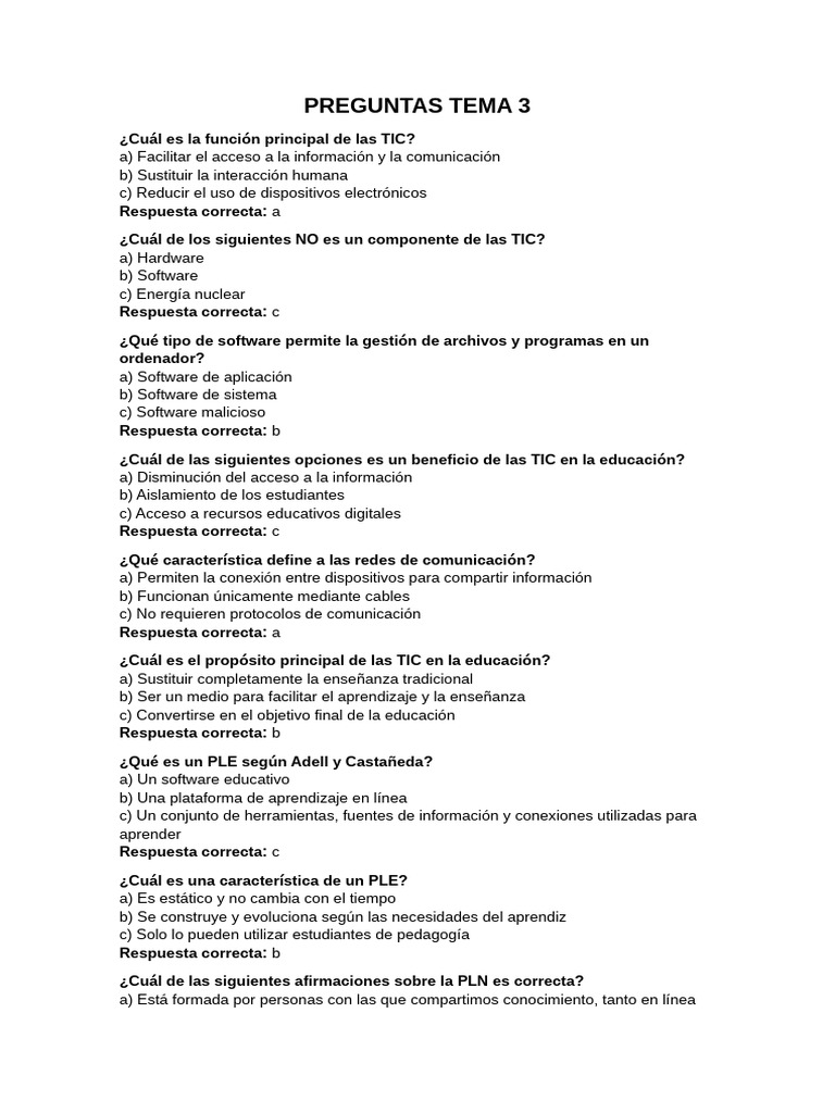 Preguntas T3 | PDF | Enseñando | Maestros