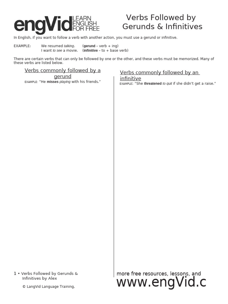 Verbs-Followed-by-Gerunds-and-Infinitives | PDF