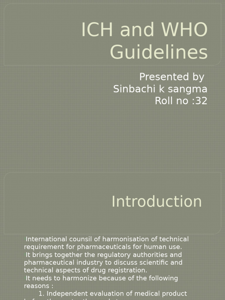 ICH and WHO Guidelines | PDF