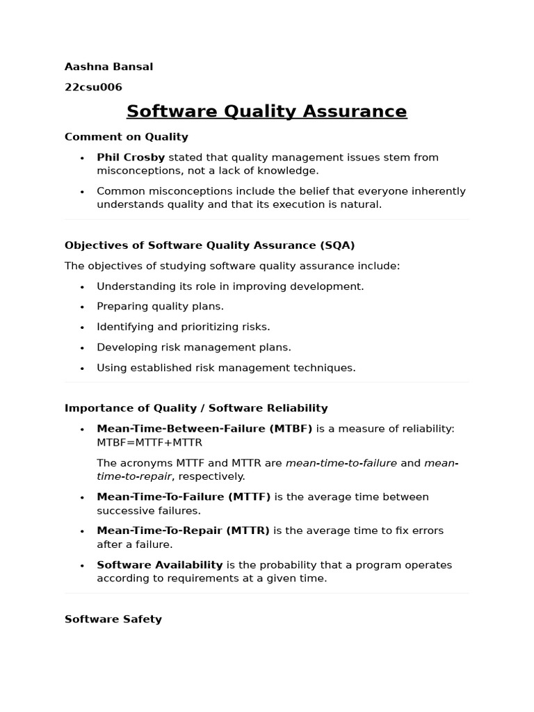 Software Quality Assurance Essentials | PDF | Systems Engineering ...