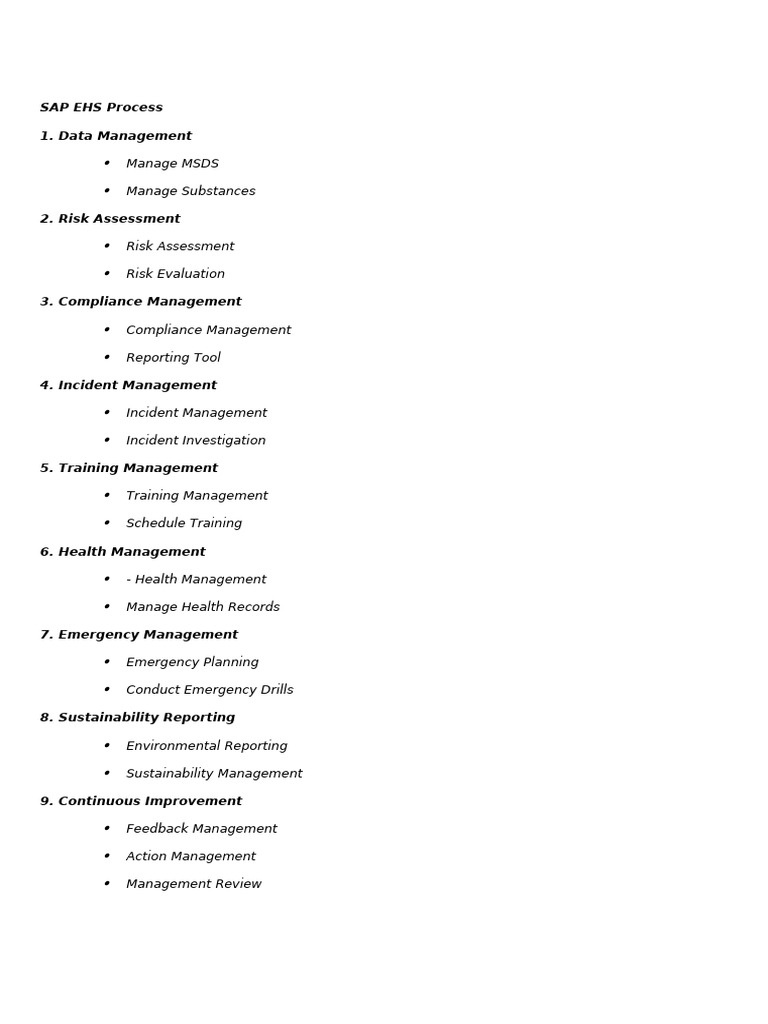 SAP EHS Course Content SAP Style | PDF | Dangerous Goods | Occupational Safety And Health