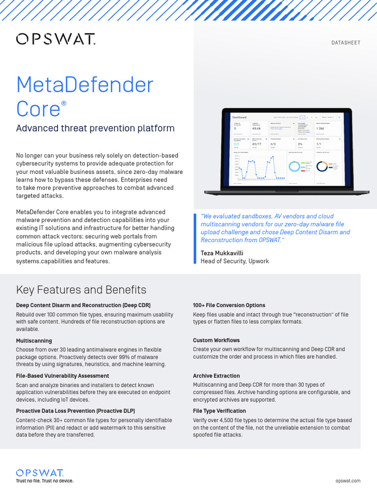 MetaDefender Core Datasheet EN | PDF | Malware | Computer Security