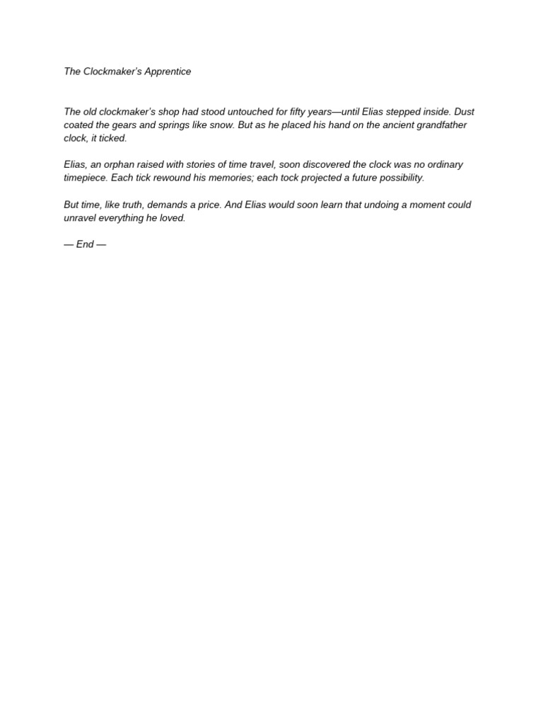 The Clockmaker's Apprentice | PDF