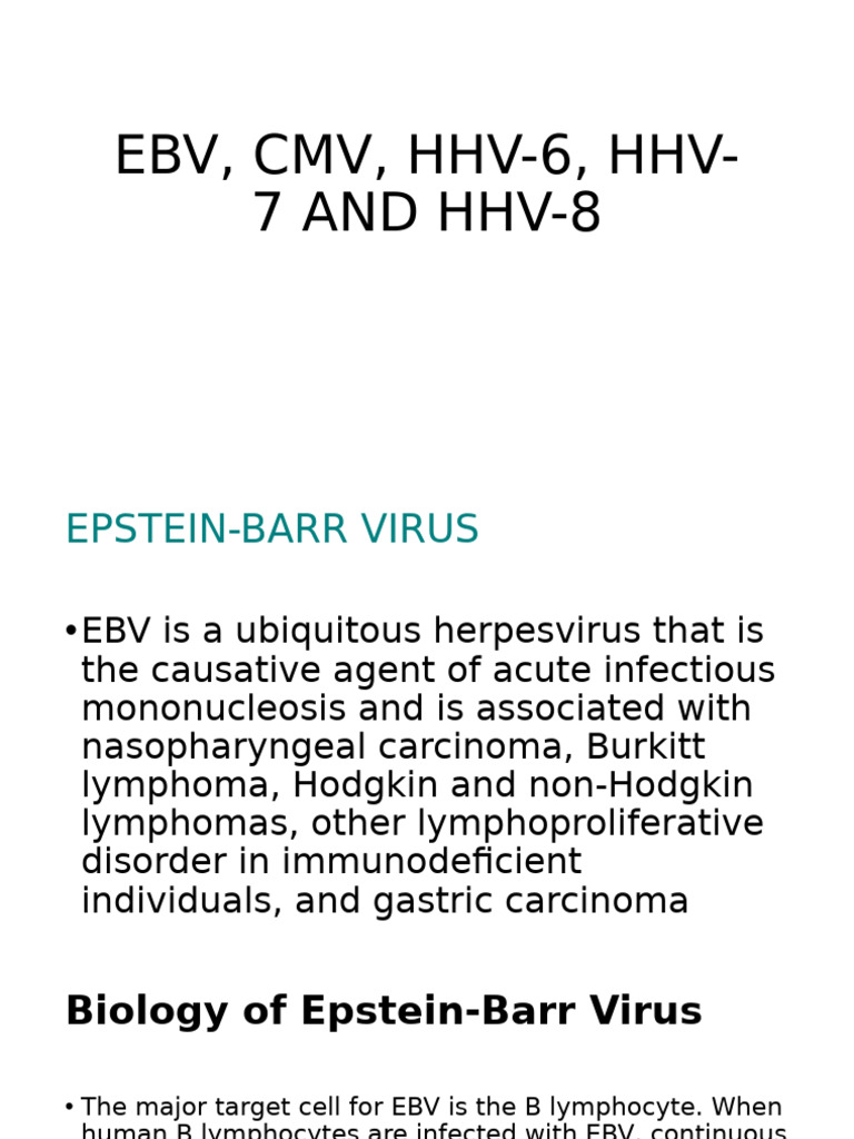 EBV, CMV, HHV-6, HHV-7 AND | PDF | Diseases And Disorders | Immunology