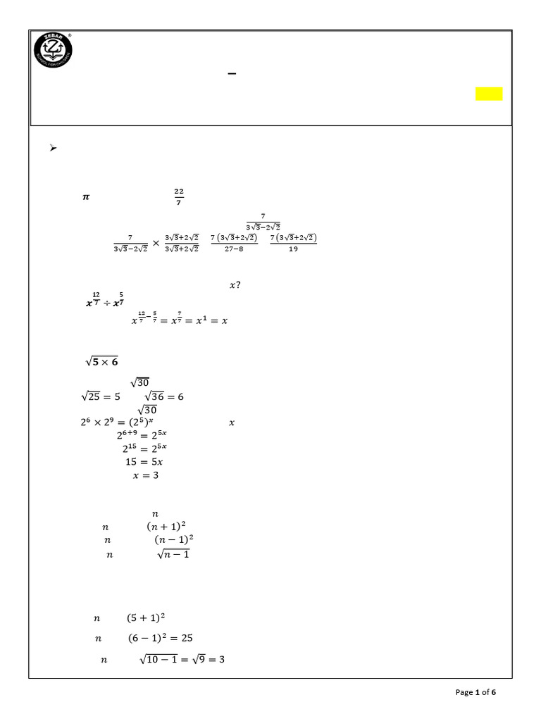 Mathematics Chapter 1 28-APR-2025 UH707fq57G-1 | PDF | Numbers ...