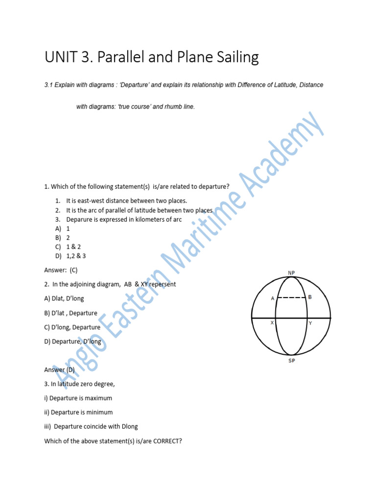 Unit 3 Parallel and Plane Sailing. Master Copy | PDF | Cartography ...