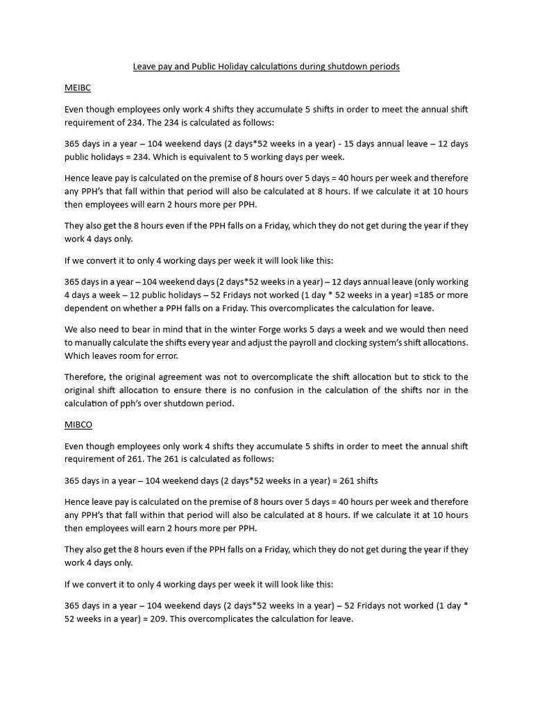 MIBCO Leave and PPH Calculation Guide | PDF | Payroll