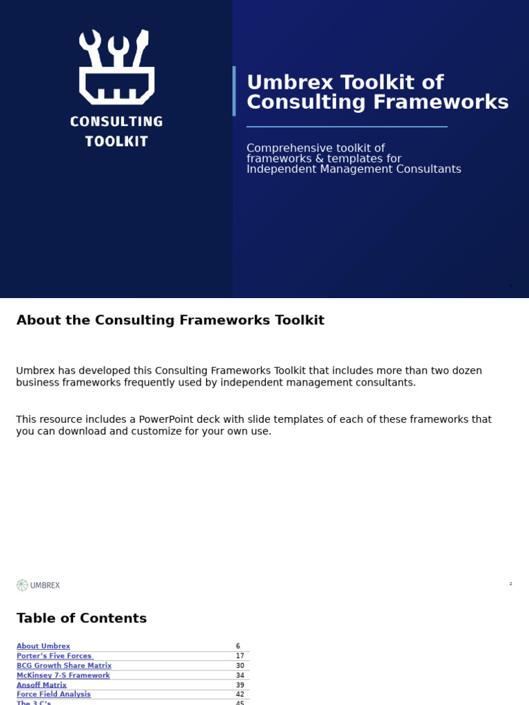Consulting Frameworks Toolkit v3.7 4-7-23 | PDF | Marketing | Pricing