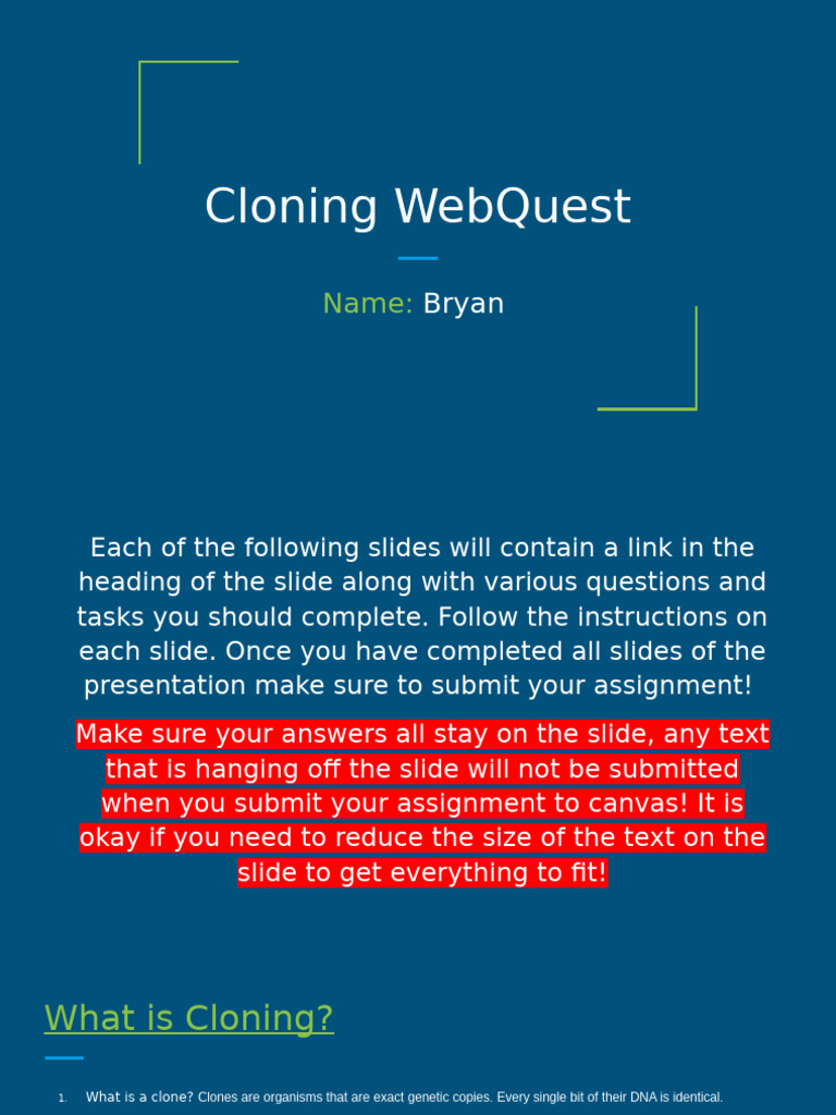 Cloning WebQuest | PDF | Cloning | Molecular Genetics