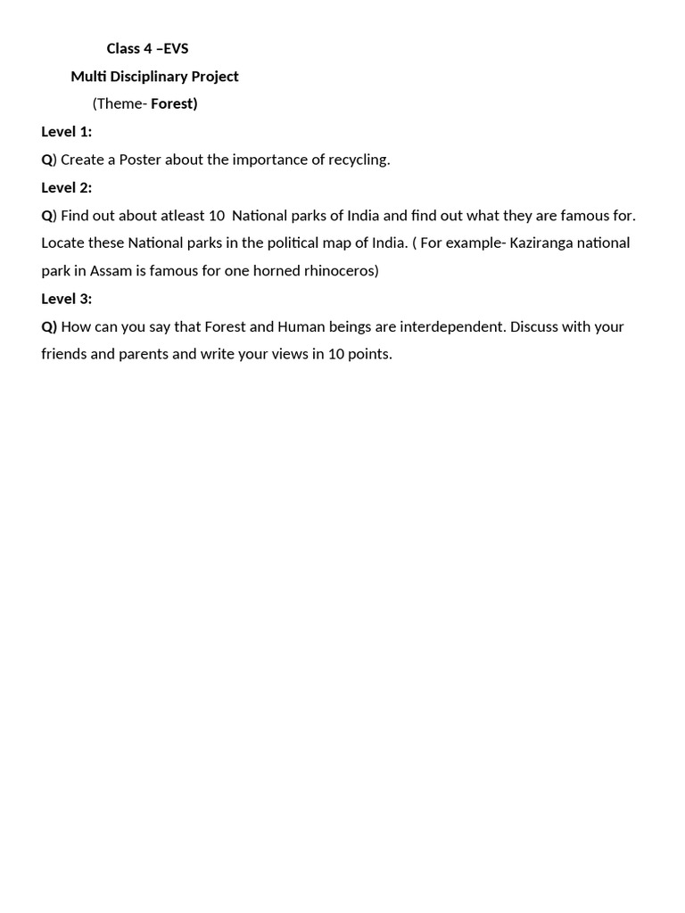 Class 4 EVS MDP Question | PDF